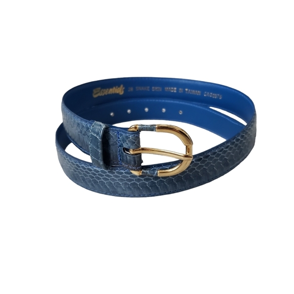Essentials | Accessories | Vintage 8s Real Snakeskin Blue Belt By ...